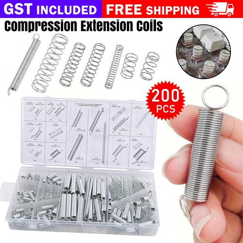 200Pcs Small Spring Assortment Set Kit Steel Compression Extension Coil ...