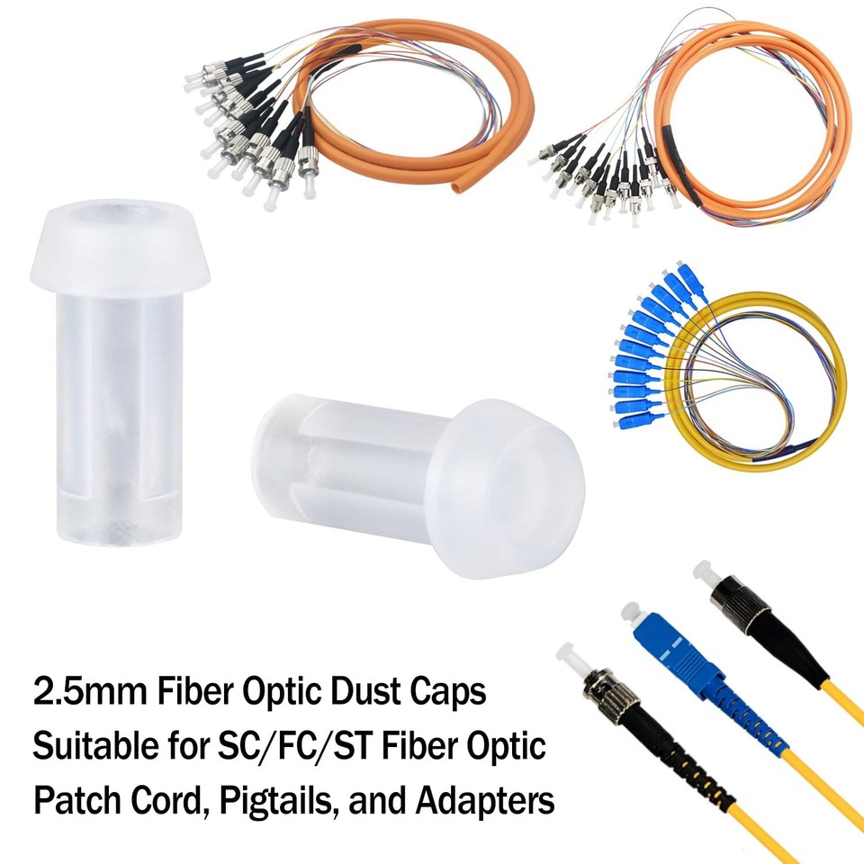 2.5mm Fiber Optic Dust Caps 200 Pack FC/SC/ST Dust Caps for LC Fiber ...