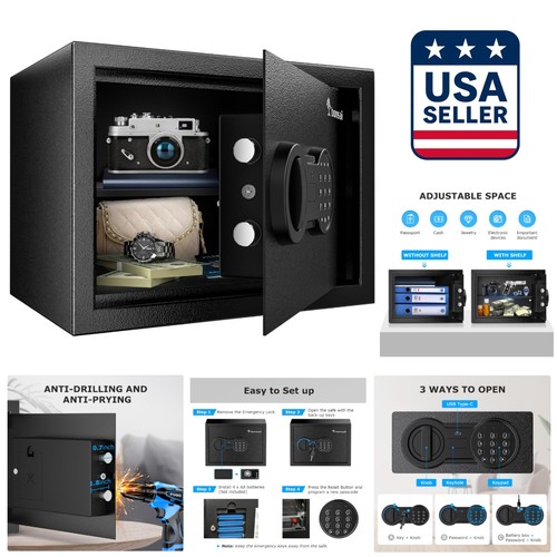 Compact 0.6 Cu.ft Safe with Electronic Lock and Flexible Mounting ...