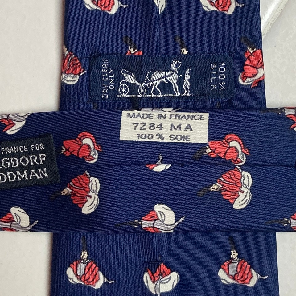 100% REAL HERMES TIE ~ NAVY BLUE w FUN WHIMSICAL JAPANESE SUMO WRESTLER ...