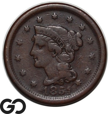 1851 Large Cent, Braided Hair | eBay