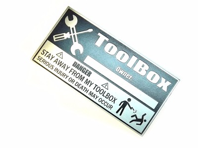 Anodized Aluminium TOOLBOX etched name plate proud owner with stamped ...
