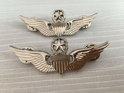 TWO 2 PIECES US Army Military Command Pilot Metal Wings Metal Badge Pin ...