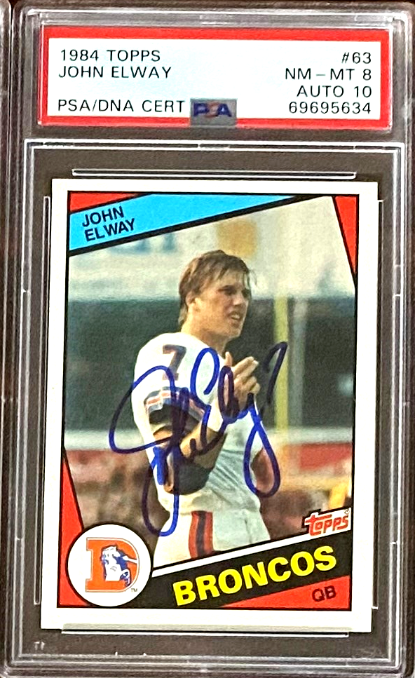 1984 Topps #63 JOHN ELWAY RC Rookie HOF PSA 8 with GRADED PSA 10 AUTO ...