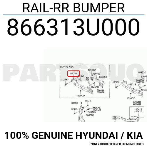 866313U000 Genuine Hyundai / KIA RAIL-RR BUMPER | eBay