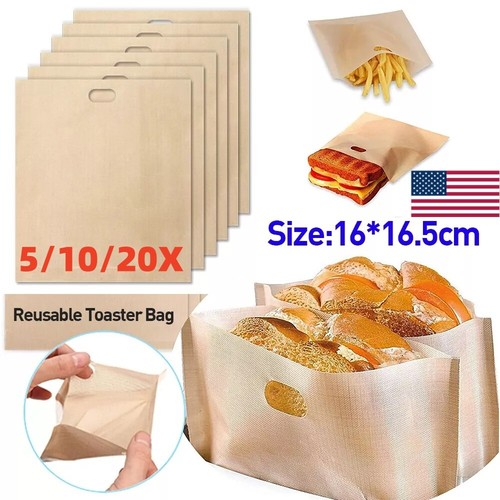 5/10/20x Reusable Pack Toaster Toastie Sandwich Toast Bag Pockets ...