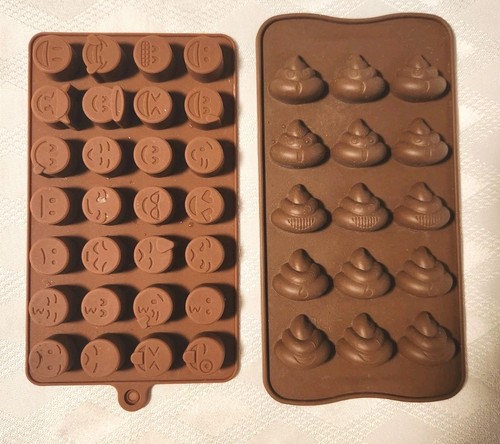 Lot of 2 Emoji and Emoji Poop Silicone Mold for Chocolate, Ice and ...