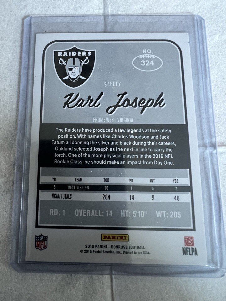 2016 Donruss - Rookies Karl Joseph #324 (RC) | eBay