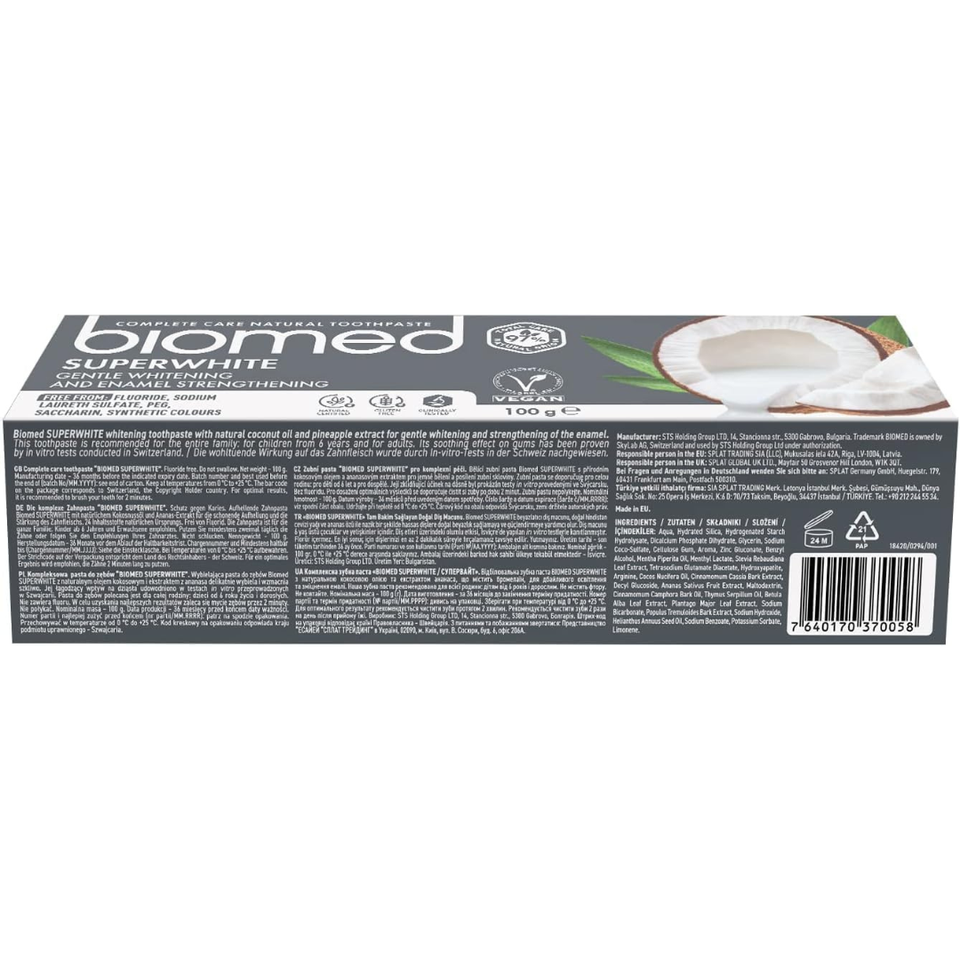 Biomed Super White 97% Natural Whitening Toothpaste Coconut Flavor ...