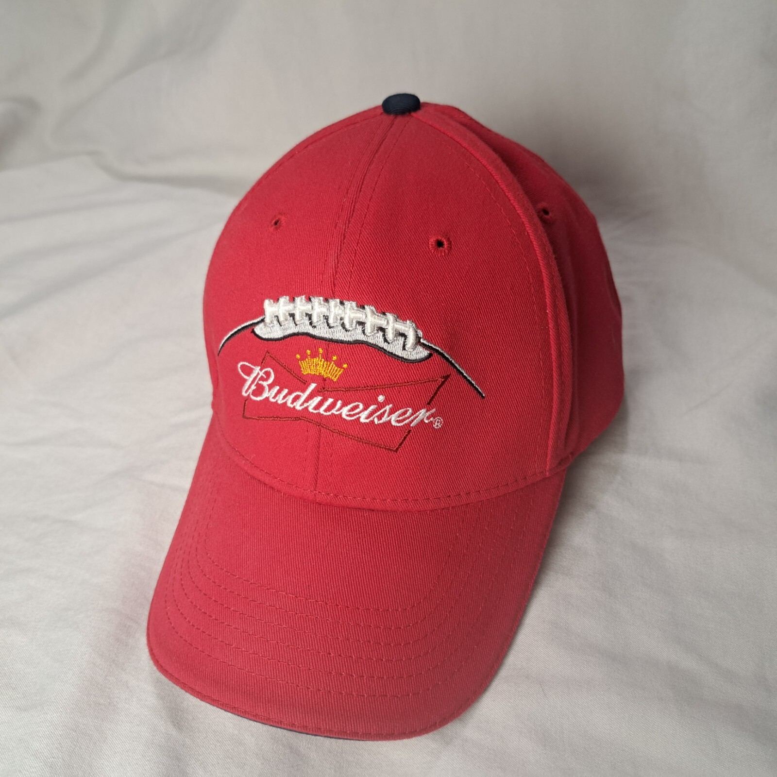Budweiser Football Adjustable Cap Hat Embroidered Red - Gem