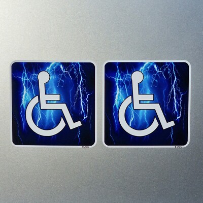 2x Cool Blue Lightning Disabled Badge Vinyl Sticker Decal For Car Van ...
