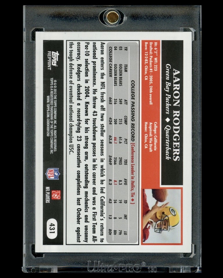 2010 Topps 50th Anniversary Rookie Reprints GOLD Aaron Rodgers #431 QTY ...