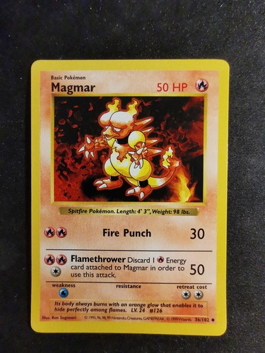 Magmar 36/102 Shadowless Base Set Pokemon Card Wizard Of The Coast | eBay