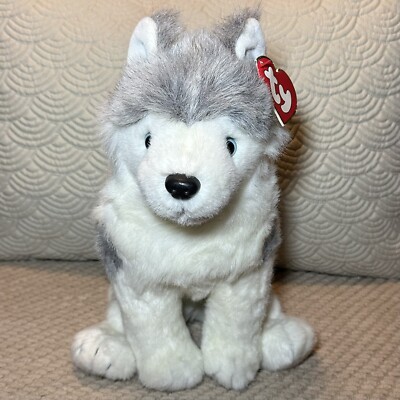 NWT Vintage Ty Beanie Timber The Husky Wolf Dog Puppy 14” Plush Stuffed ...