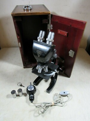 Antique 1945 Bausch & Lomb Binocular Stereo Microscope Monolux Light W ...