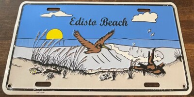 Edisto Beach Booster License Plate South Carolina Pelican Seagull Ocean ...