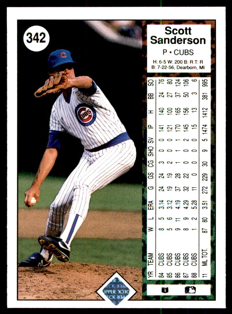 1989 Upper Deck Scott Sanderson Baseball Cards #342 | eBay
