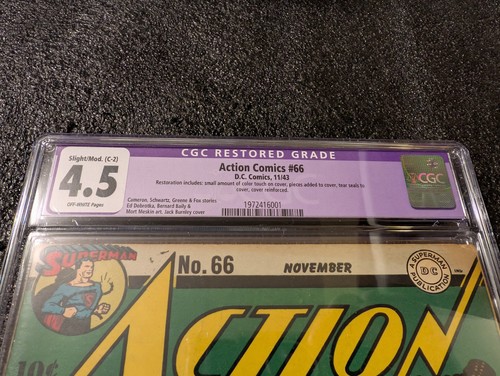 ACTION COMICS #66 (DC 1943) Burnley WWII CGC 4.5 (Purple Label) | eBay