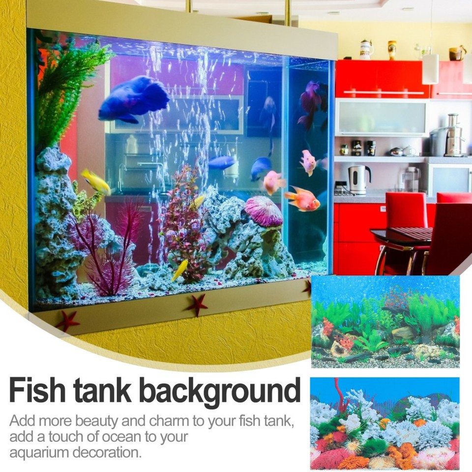 Double-Side Fish Tank Aquarium Coral Pattern Background Wallpaper ...