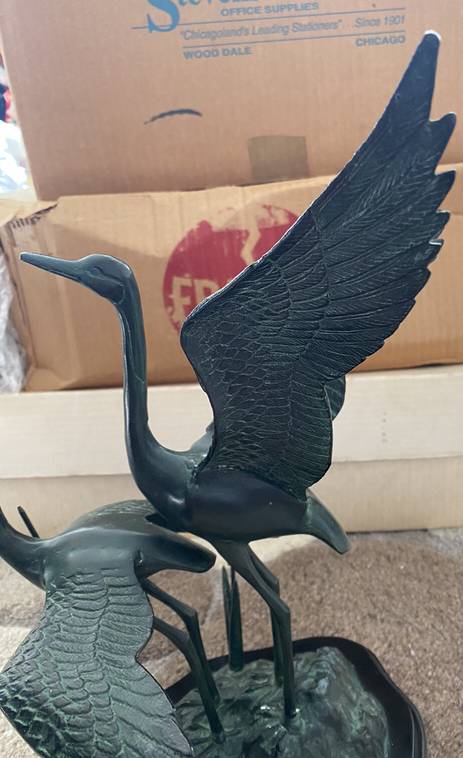 Flying Egret Crane Geese Bird Bronze Brass Metal Art Statue Sculpture ...