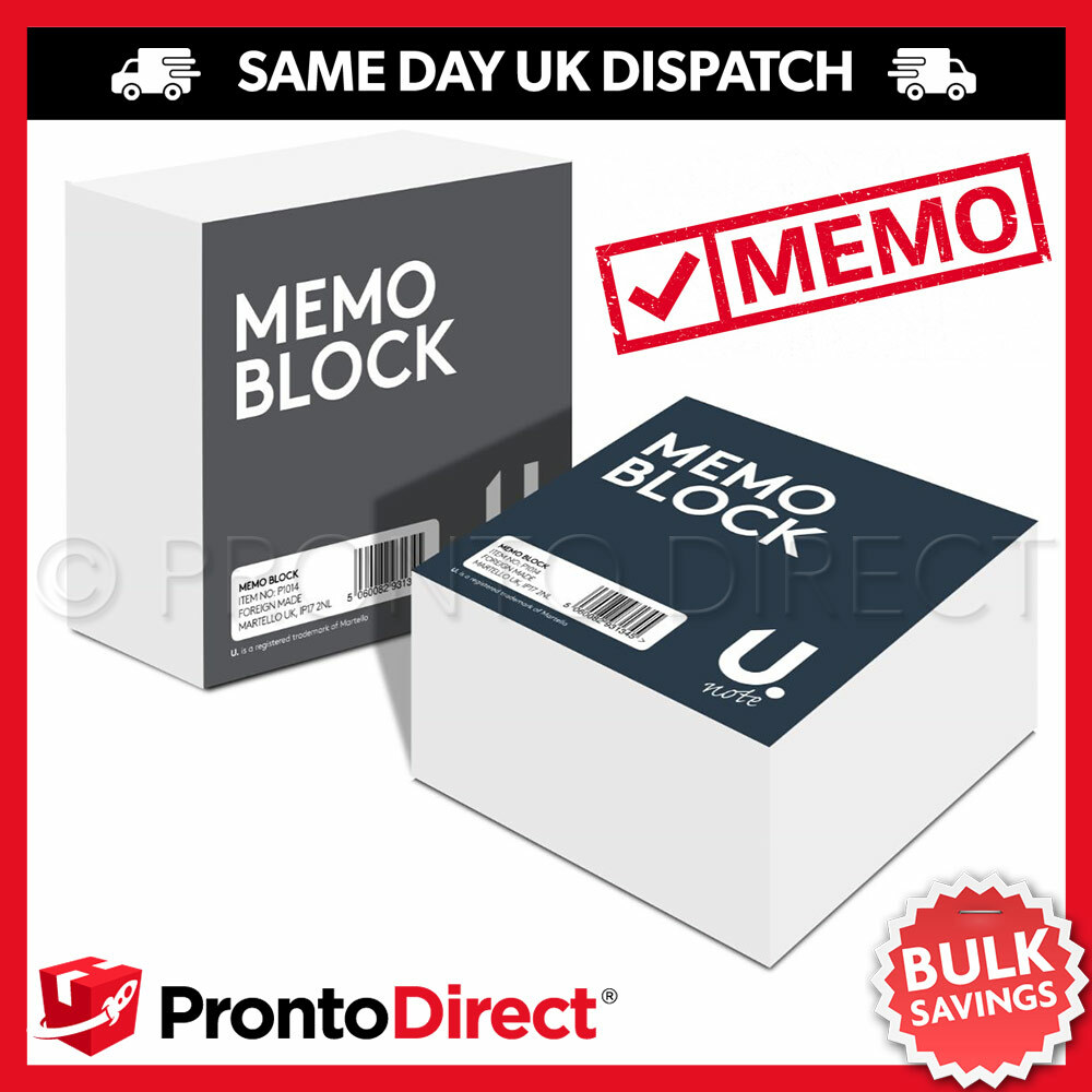 Memo Jotter Block 400 Plain Paper Square Note Sheets Box Cube Holder ...