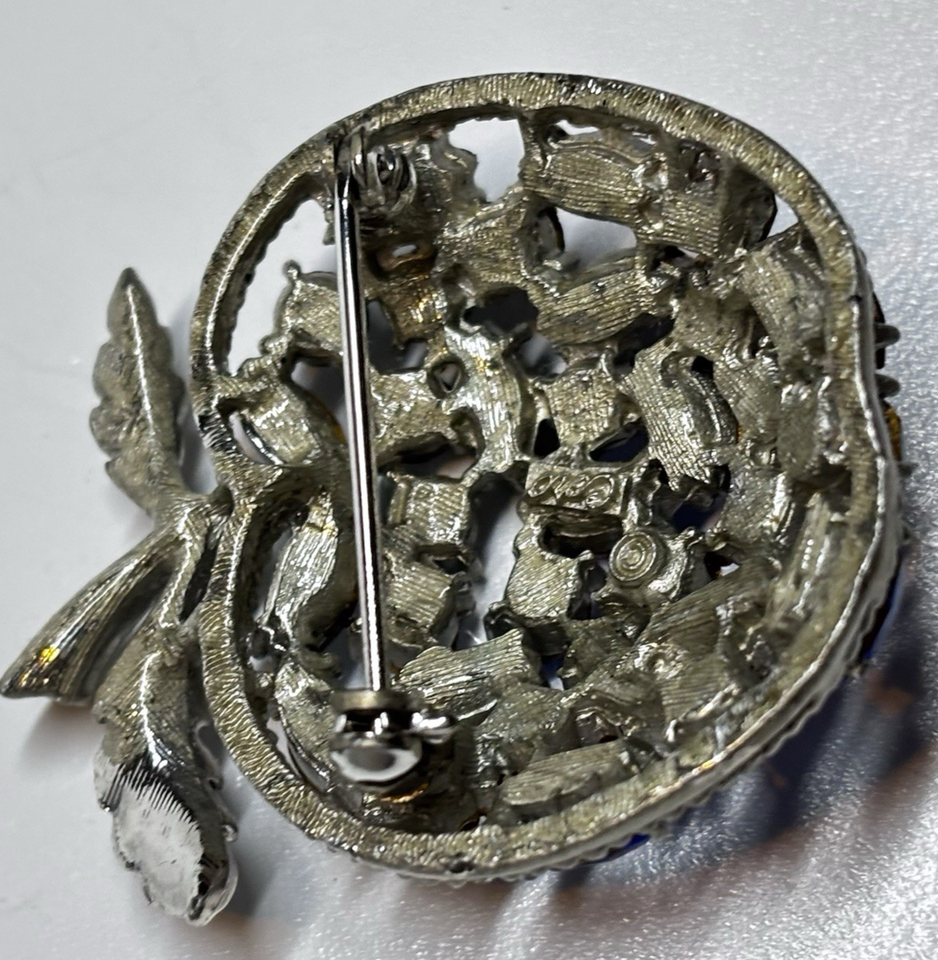 Coro Apple Blue Restored with Vintage new RHINESTONES Brooch Pin I Love ...