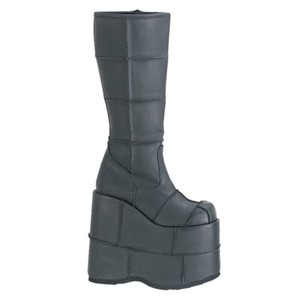 Mens Black KISS Tribute Band Gene Simmons Platform Costume Boots Shoes ...