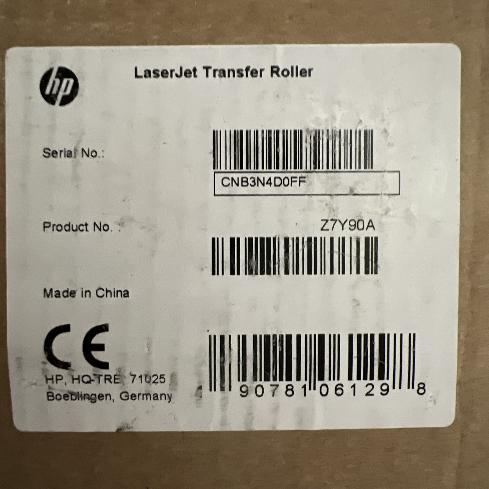 HP Z7Y90A LaserJet Transfer Roller OEM Genuine for sale online | eBay