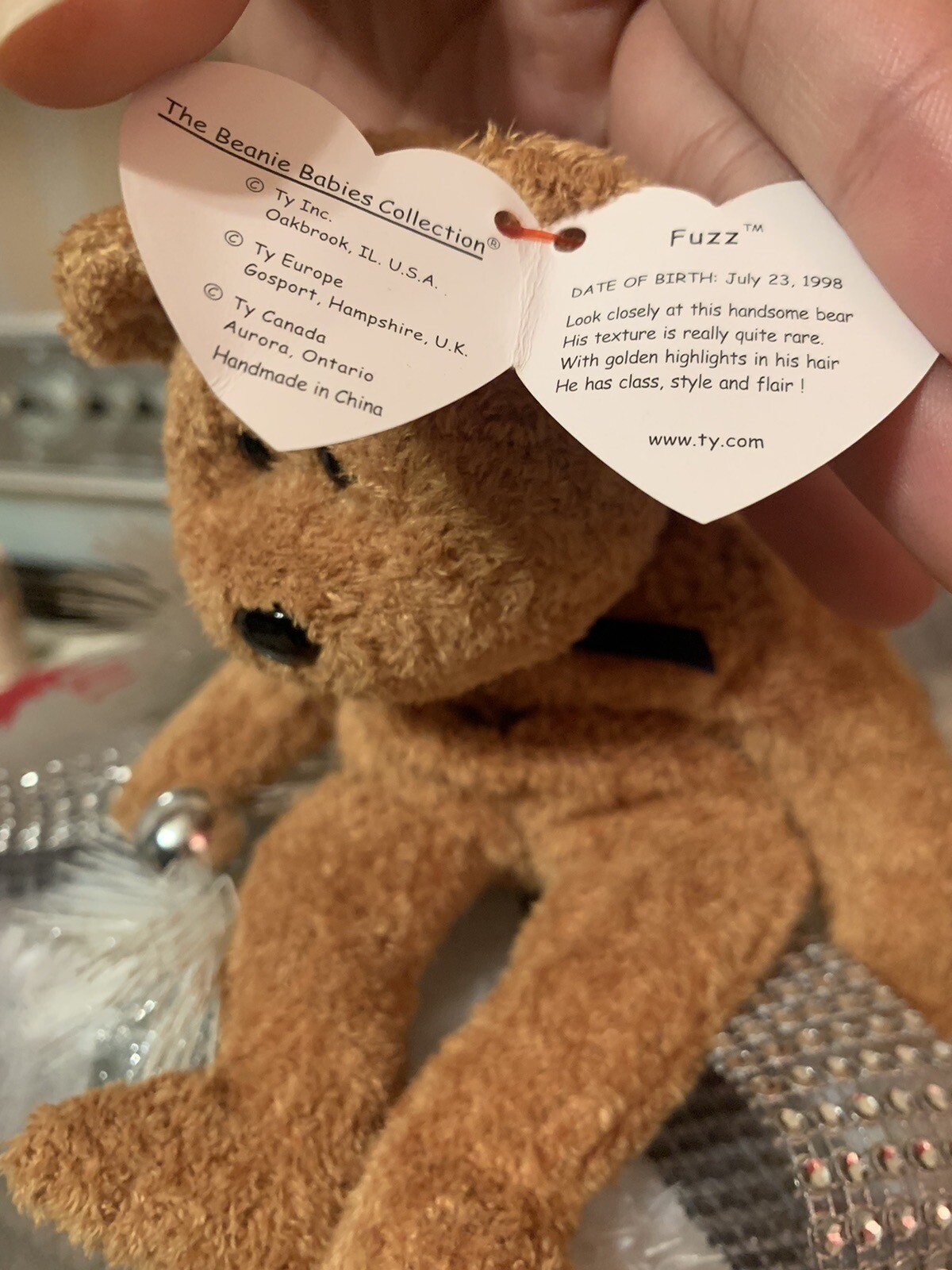 TY Original Beanie Baby Fuzz The Bear 1998 Retired With Rare Errors | eBay