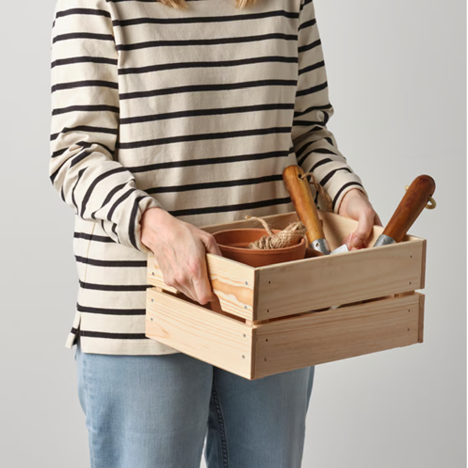 Vintage Wooden Wine Box Crate 4-6 bottle Garage Storage Planter Hamper ...