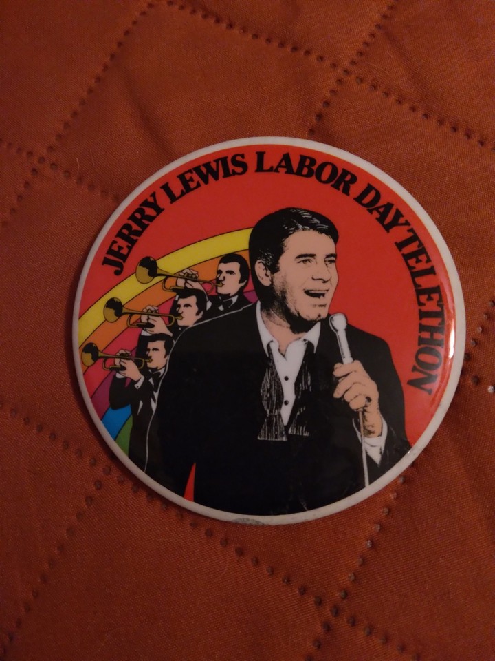 Jerry Lewis Labor Day Telethon Rainbow Pin Back Button Vintage 1976 ...
