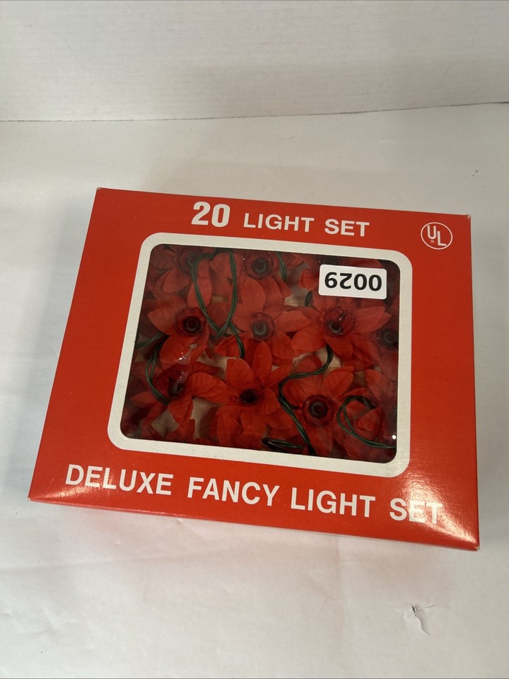 House Of Lloyd Poinsettia 20 Light Set Christmas Red String Lights Work ...