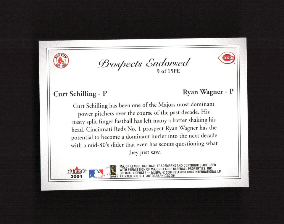 2004 Fleer Skybox Autographics Curt Schilling / Ryan Wagner | eBay