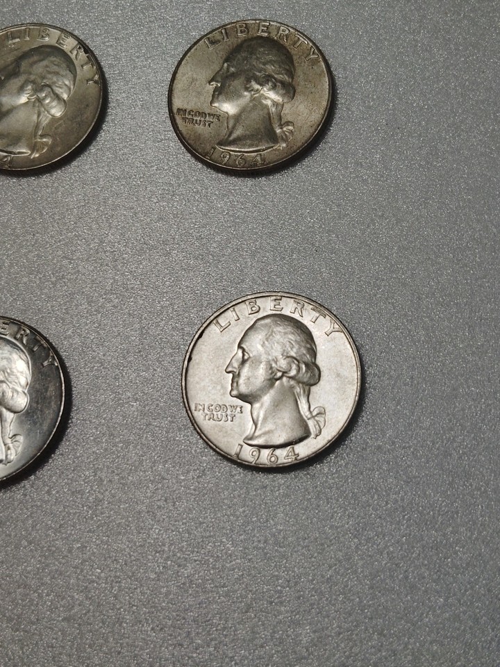 Lot Of 4 (3)1964-D (1)P Washington Quarter, Super Vibrant, silver ...