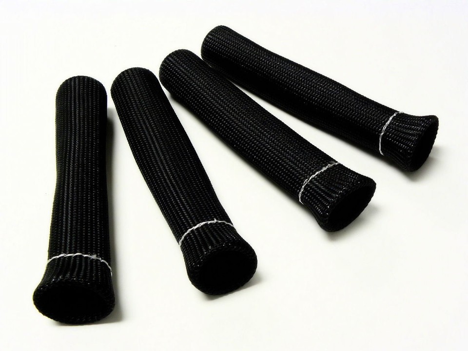 VMS BLACK 8 SPARK PLUG WIRE BOOT HEAT SHIELD PROTECTOR SLEEVE SLEEVING ...