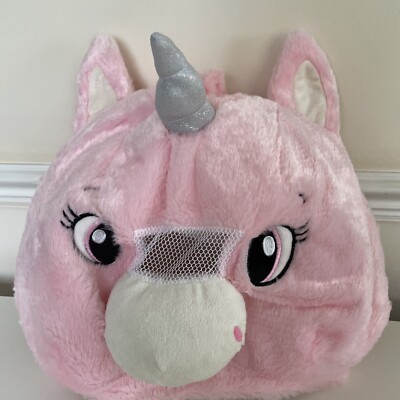 Girls Mini Moo Pink/White & Silver Plush Unicorn Full size Head | eBay UK