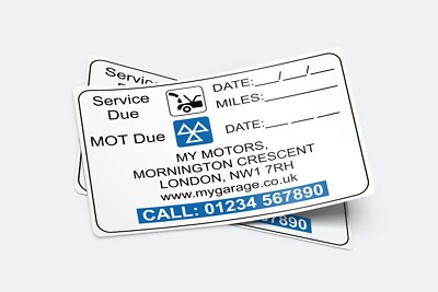 100 MOT & Service Reminder Sticker With Your Name and Address Garage ...