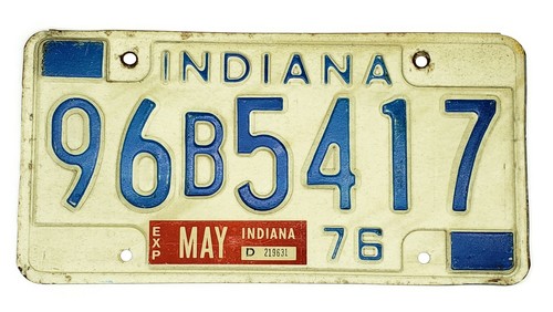1976 Indiana License White And Blue Plate Car Tag Garage Man Cave ...