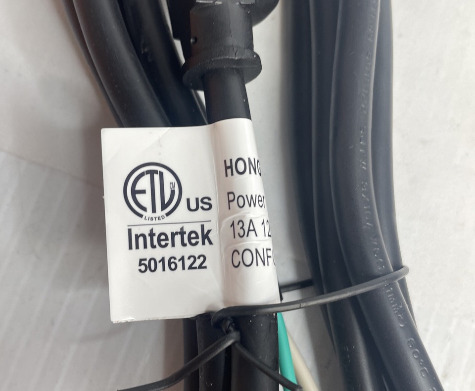 Intertek 5016122 Honglin Power Supply Cord 13a 125v ETLus SJTW 3X16AWG ...