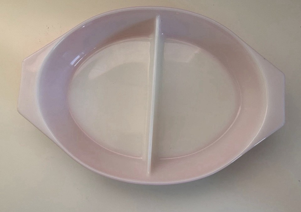 Vintage Pyrex Pink Daisy 1 1/2 Quart Divided Casserole Dish with Out ...