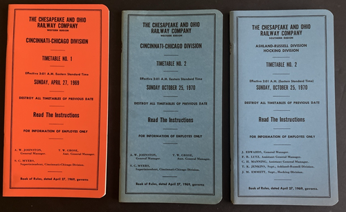 Vintage set of 3 Chesapeake & Ohio Railroad employee timetables 1969 ...