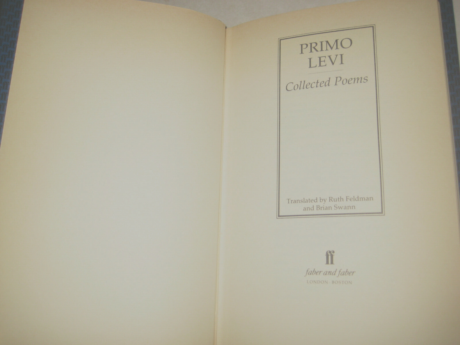 Collected Poems Primo Levi Poetry 1st Edition 2nd Printing Holocaust ...