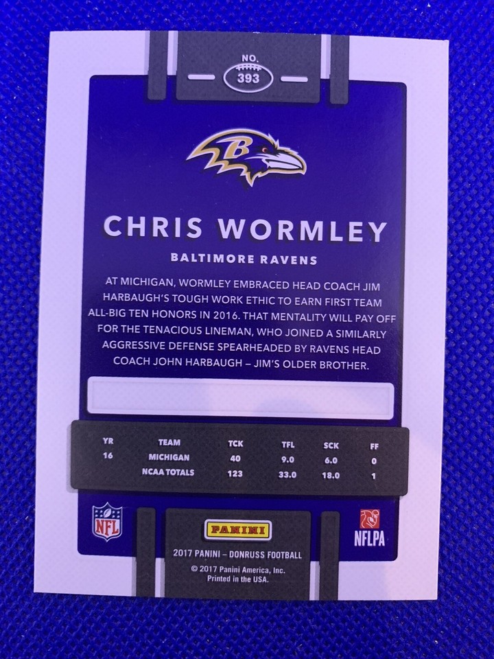 2017 Donruss #393 Chris Wormley Baltimore Ravens NFL Rookie RC Football ...