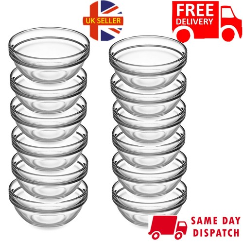 10cm Round Glass Stackable Bowls Serving Dishes Salsa Dip Herbs Spices ...