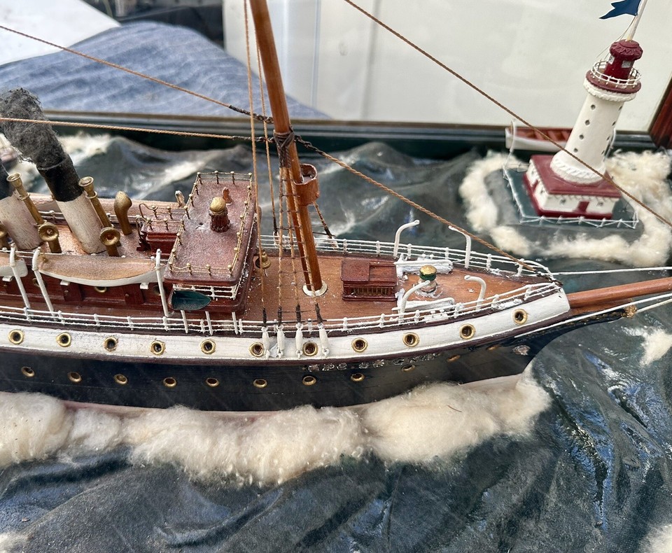 Exceptional Antique Steamship Ship Yacht Lighthouse Sailboat Cased ...