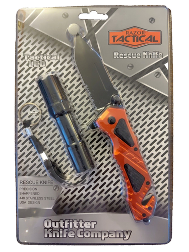 Razor Tactical Rescue Pocket Knife w/LED light set 3.25" Blade Red | eBay