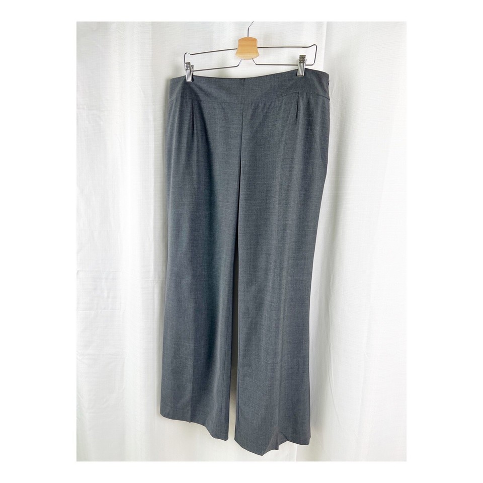 Talbots Classic Wide Leg Dress Pants Lined Size 16W Gray Wool Blend ...