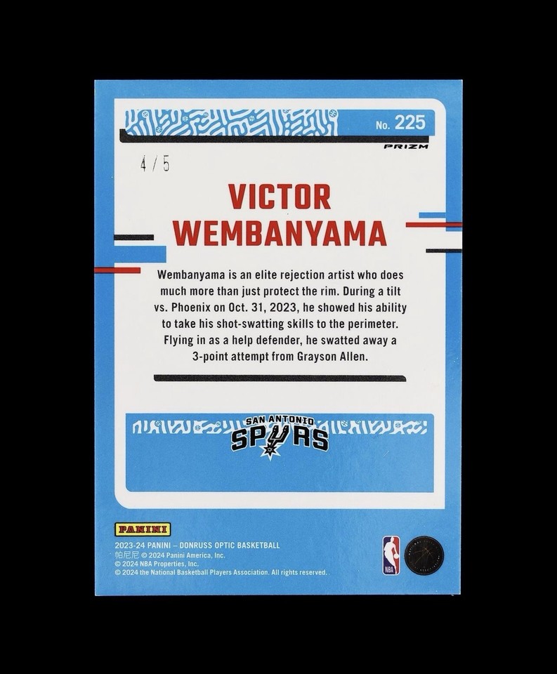 Victor Wembanyama Neon Green Optic /5 Wemby Rated Rookie | eBay