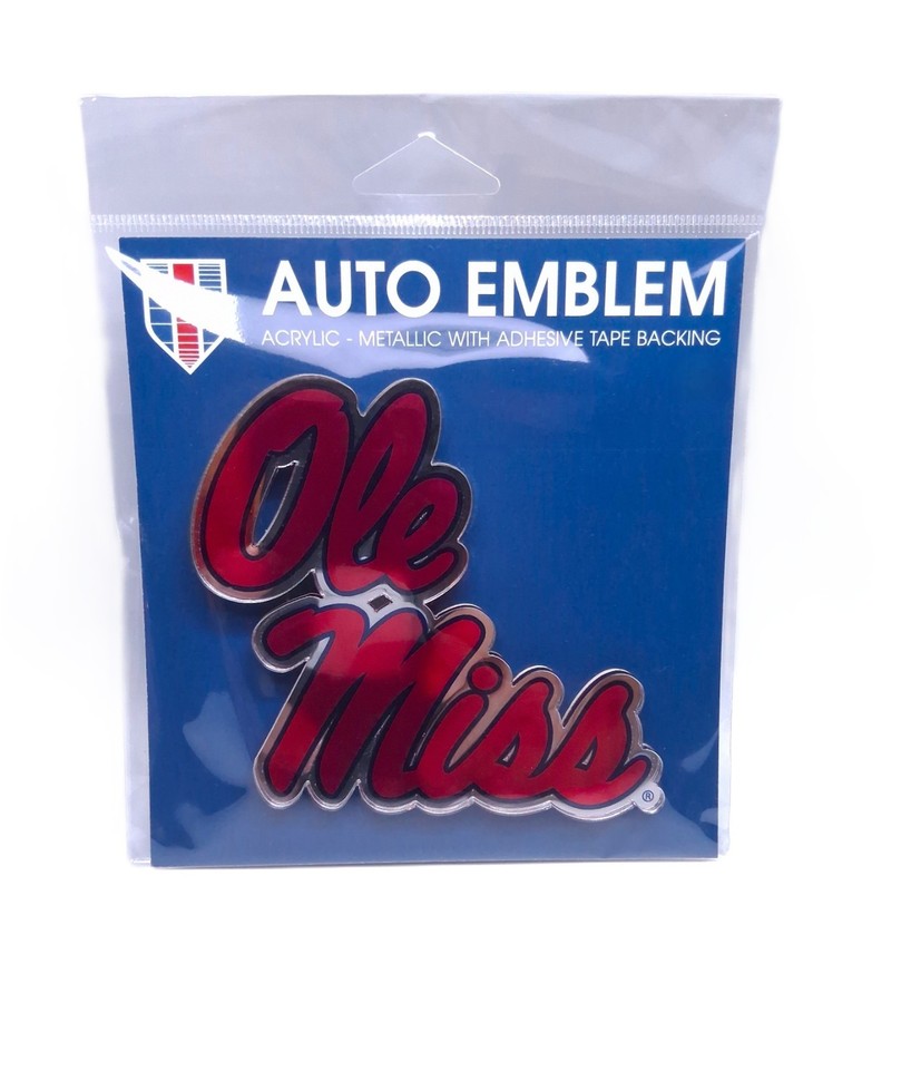 Licensed OLE MISS REBELS ACRYLIC METALLIC LASER CUT AUTO EMBLEM STICKER ...
