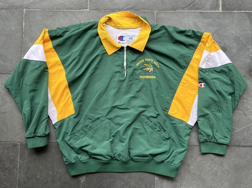 Vintage 90s Champion Grosse Pointe North Norsemen Nylon Jacket Size 46 ...